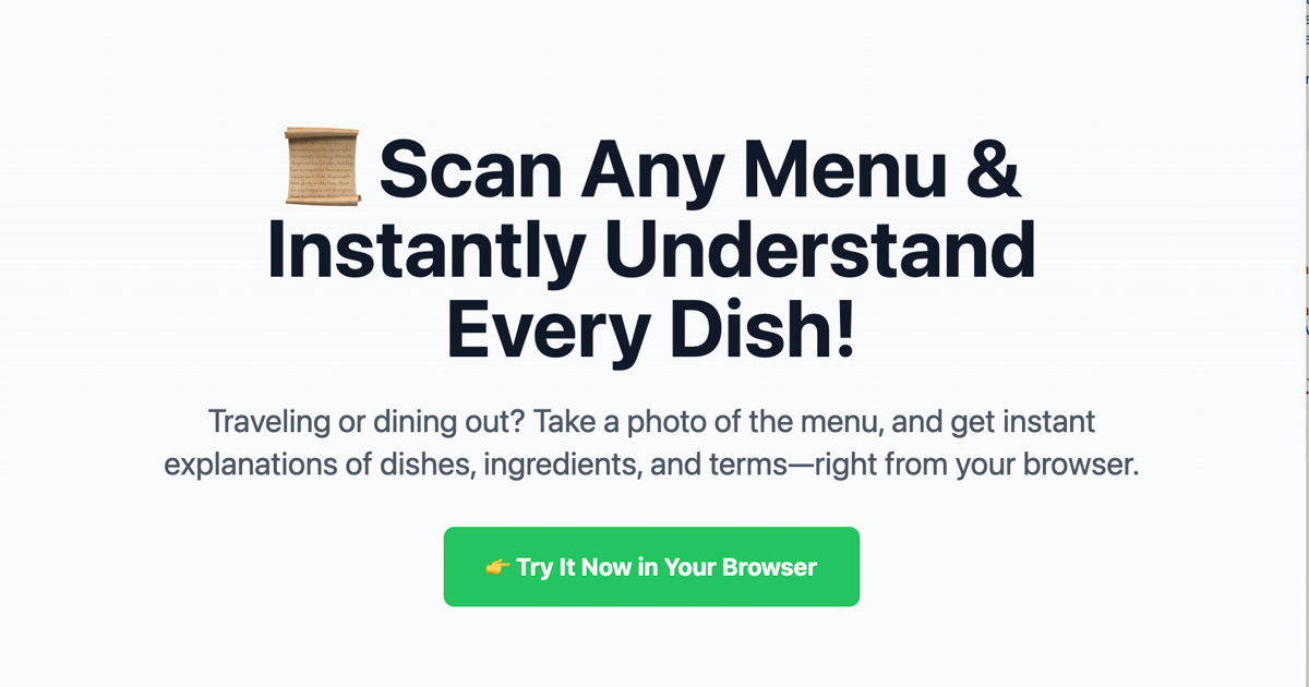 MenuLens - Scan Any Menu & Instantly Understand Every Dish